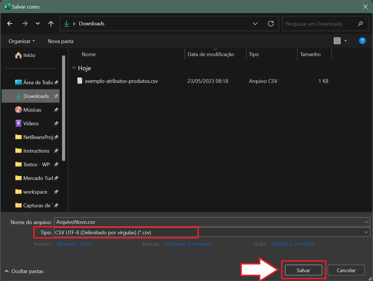 Como alterar o delimitador de um CSV com Excel - Mercado Turbo